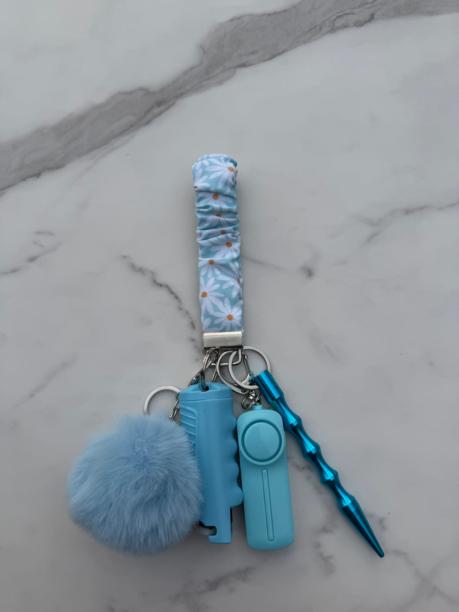 Handmade aqua floral self-defense keychain – Safety First Boutique